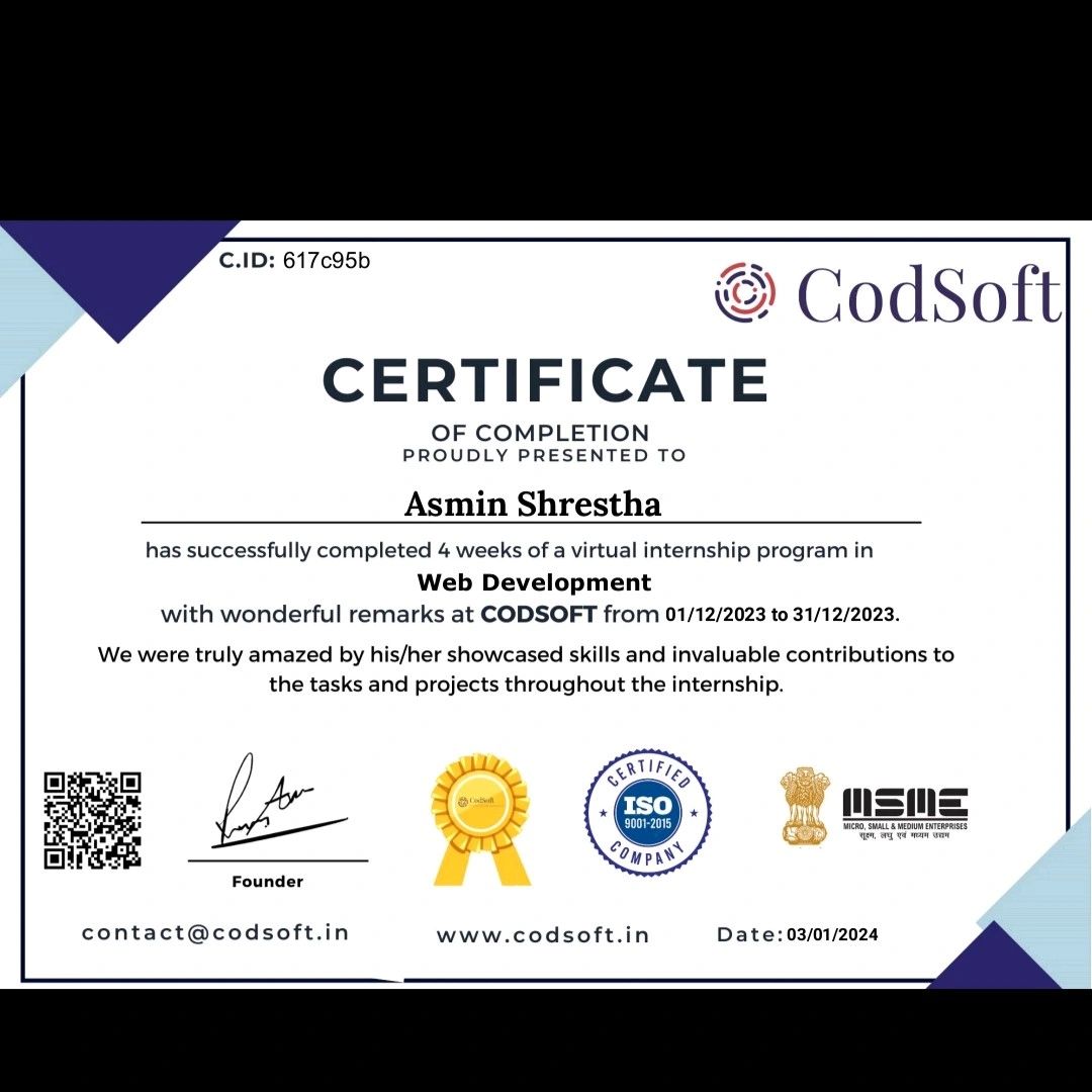 Asmin Shrestha - Web Developer Portfolio